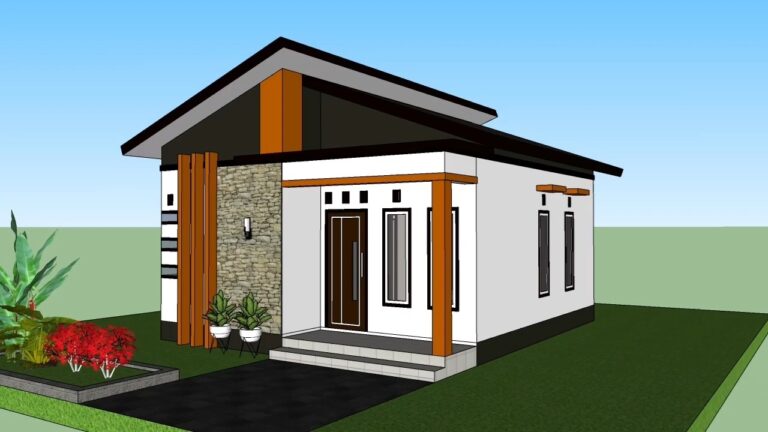 Small Simple House 23x23 Feet Home Design 7x7 Meter 2 Beds - House Plans 3D
