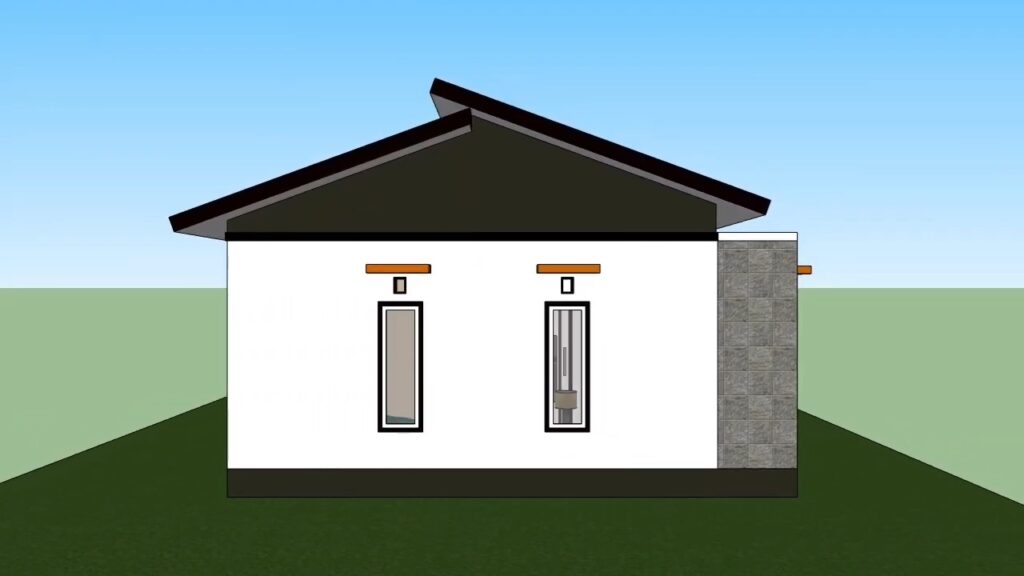 Small Simple House 23x23 Feet Home Design 7x7 Meter 2 Beds - House Plans 3D