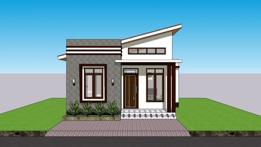 Small Simple House 7x8 Meter Home Design 23x26 Feet 3 Bed - House Plans 3D
