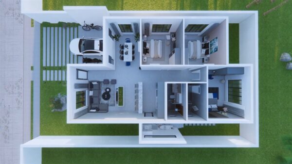 House Design Plans 9x15.6 Meter 30x51 Feet 3 Bed 2 Bath - House Plans 3D