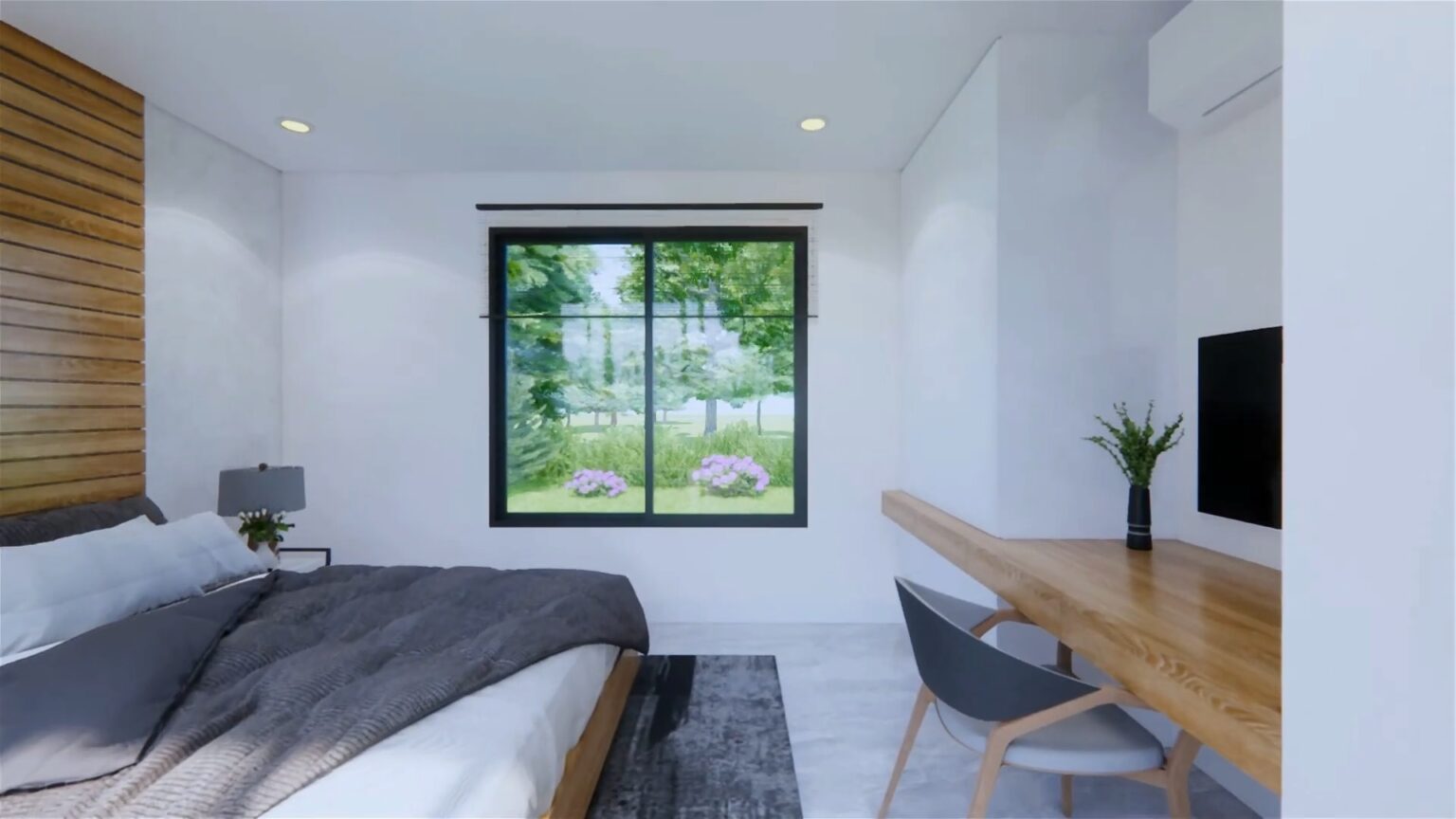 House Plans 3d 7x9 Meter 2 Bed 1 Bath with Swimming Pool - House Plans 3D