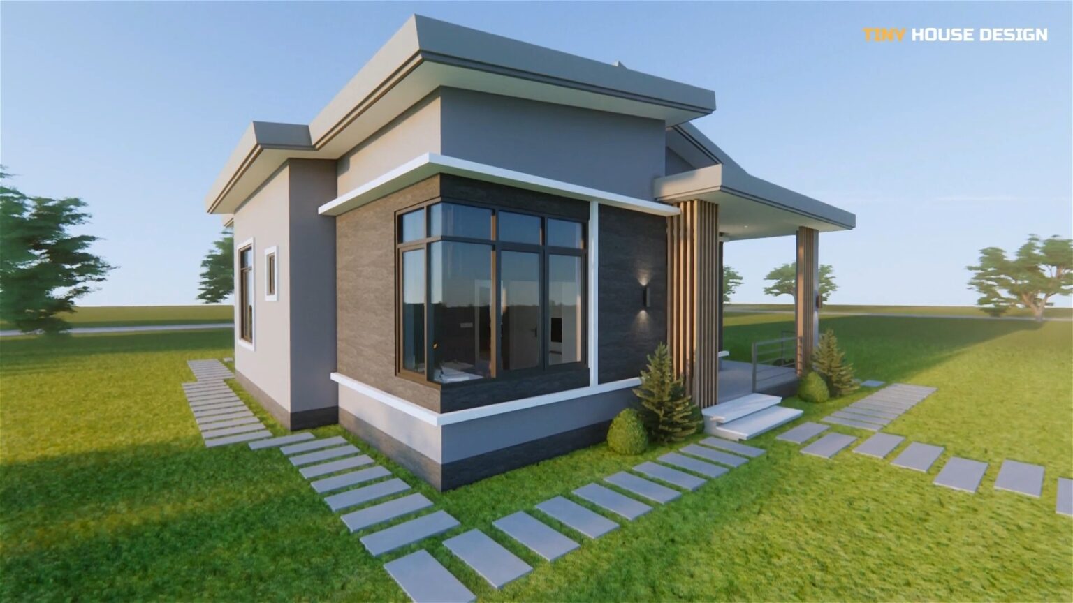 Small House Design 7.8 x11 Meter 3 Bedroom 2 Bathroom - House Plans 3D