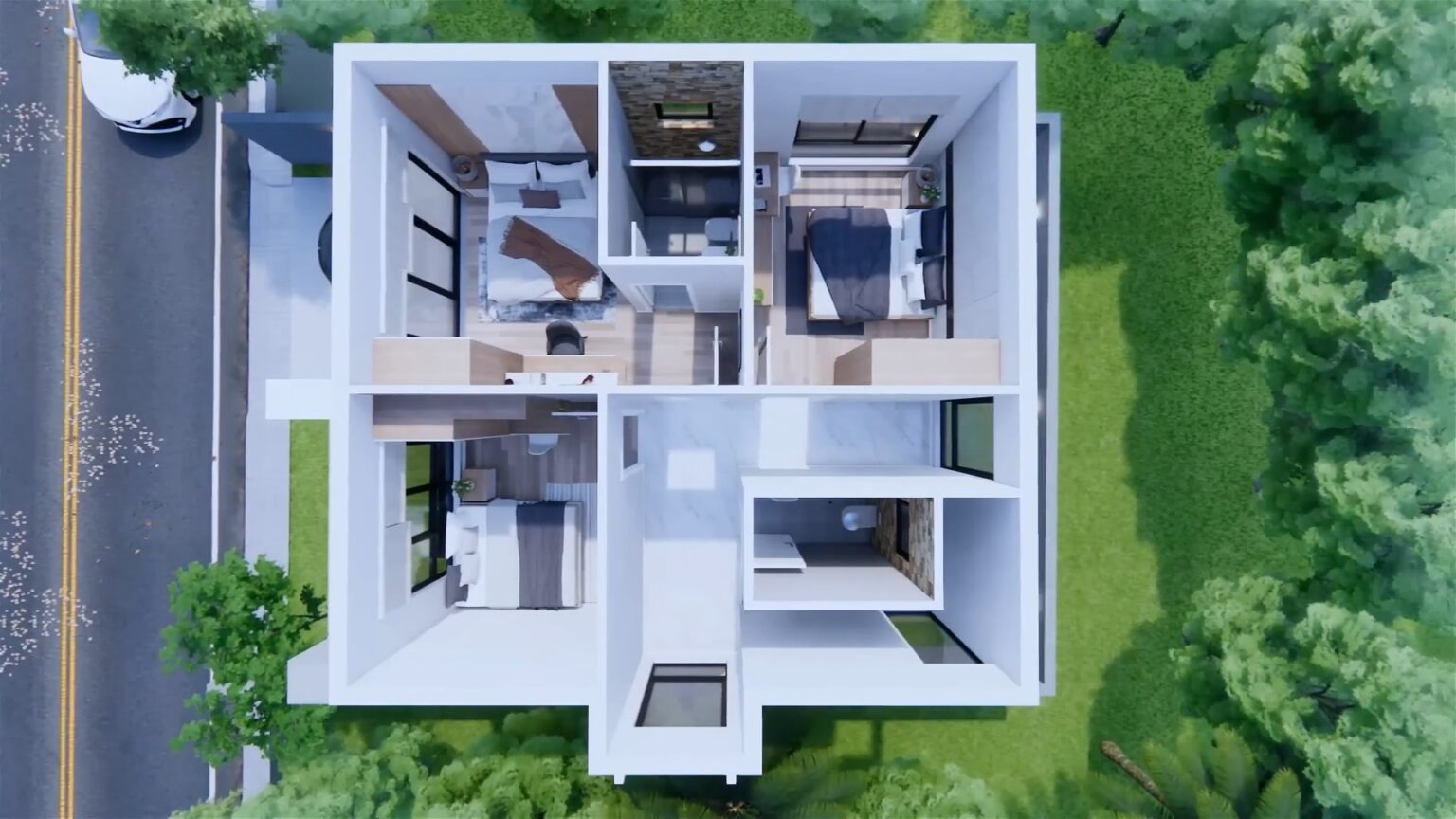 Small House Design 7.5x8 Meter Home Plan 25x26 Feet 4 Bed 3 Bath ...