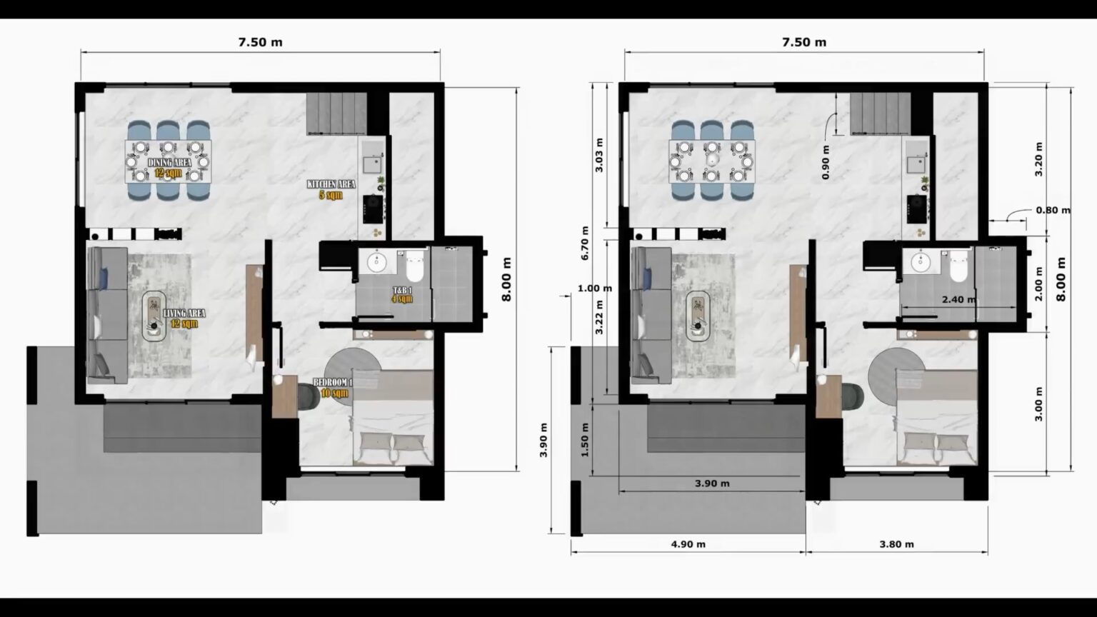 Small House Design 7.5x8 Meter Home Plan 25x26 Feet 4 Bed 3 Bath ...
