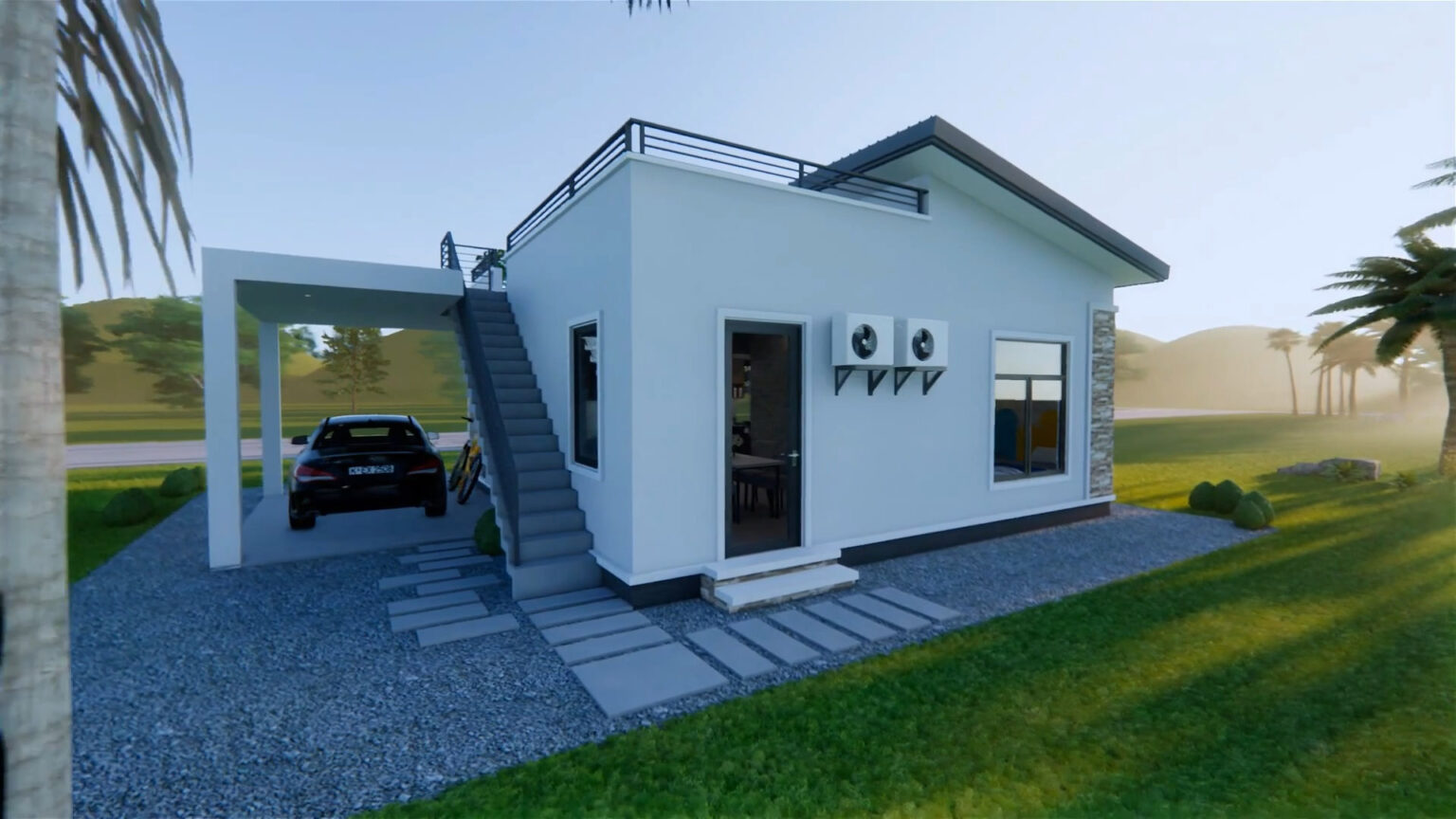 Small House Design 10.7x8 Meter House Plan 35x26 Feet 2 Bed - House ...