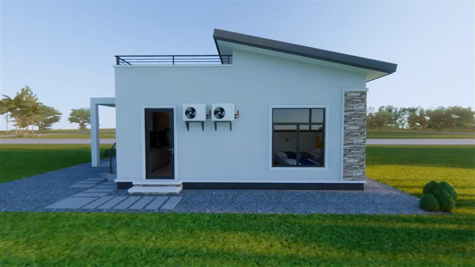 Small House Design 10.7x8 Meter House Plan 35x26 Feet 2 Bed - House ...