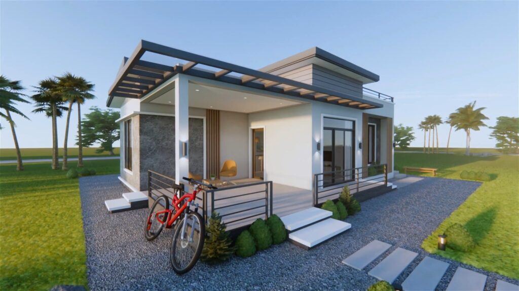 Small House Design 11.5x8.8 Meter 38x29 Feet 3 Bed - House Plans 3D