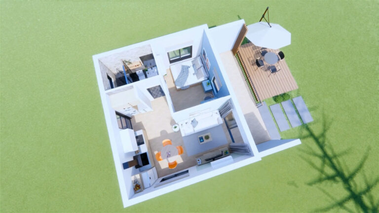 Small House Design 17x20 Feet House Design 5x6 Meter 1 Bed - House Plans 3D