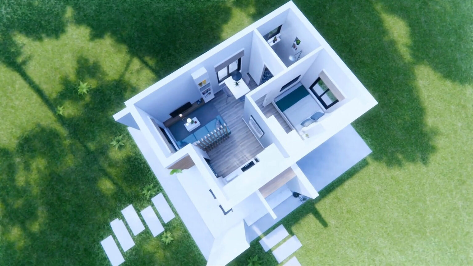 Small House Design 4x6 Meter House Plan 13x20 Feet 1 Bed - House Plans 3D