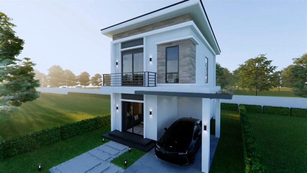 Small House Design 5.5x8 Meter House Plans 18x26 Feet 2 Beds 3 Baths ...