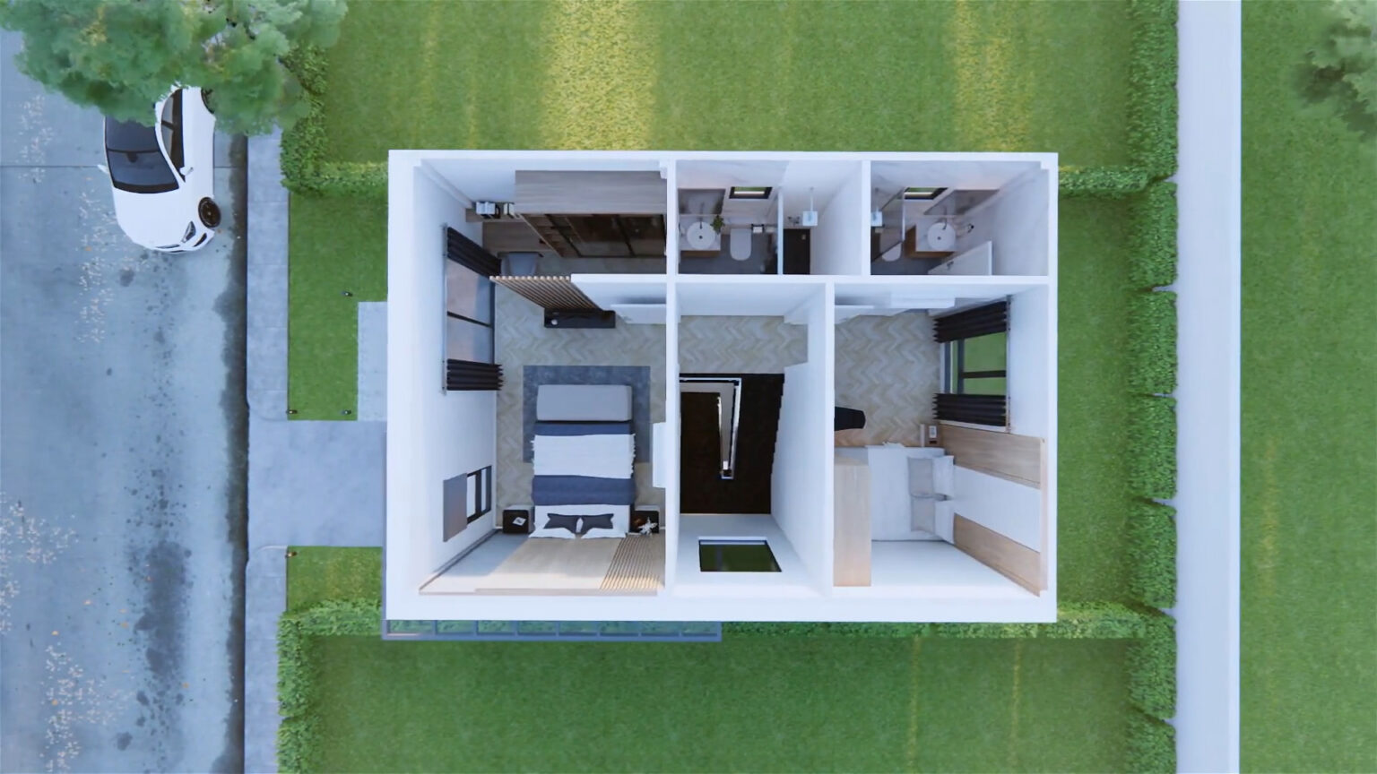 Small House Design 5.5x8 Meter House Plans 18x26 Feet 2 Beds 3 Baths ...