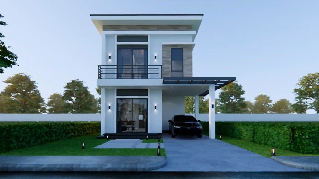 Small House Design 5.5x8 Meter House Plans 18x26 Feet 2 Beds 3 Baths ...