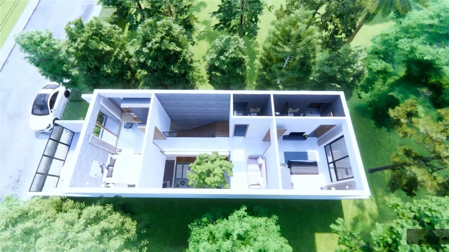 Small House Design 5x15 Meter House Plans 17x49 Feet 2 Bed 3 Bath ...