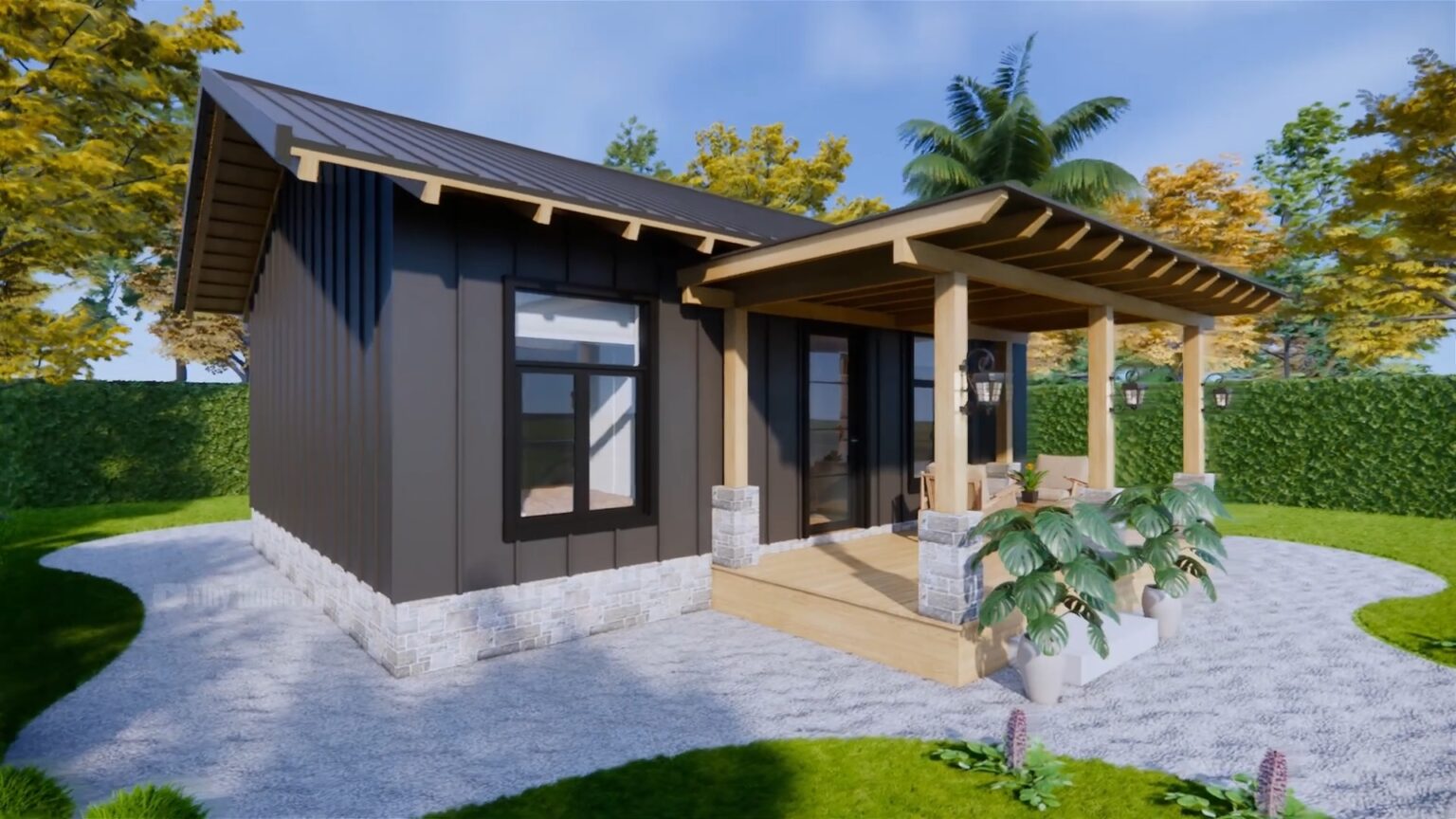 Small House Design 8x6 Meter House Plan 26x20 Feet 2 Bed - House Plans 3D