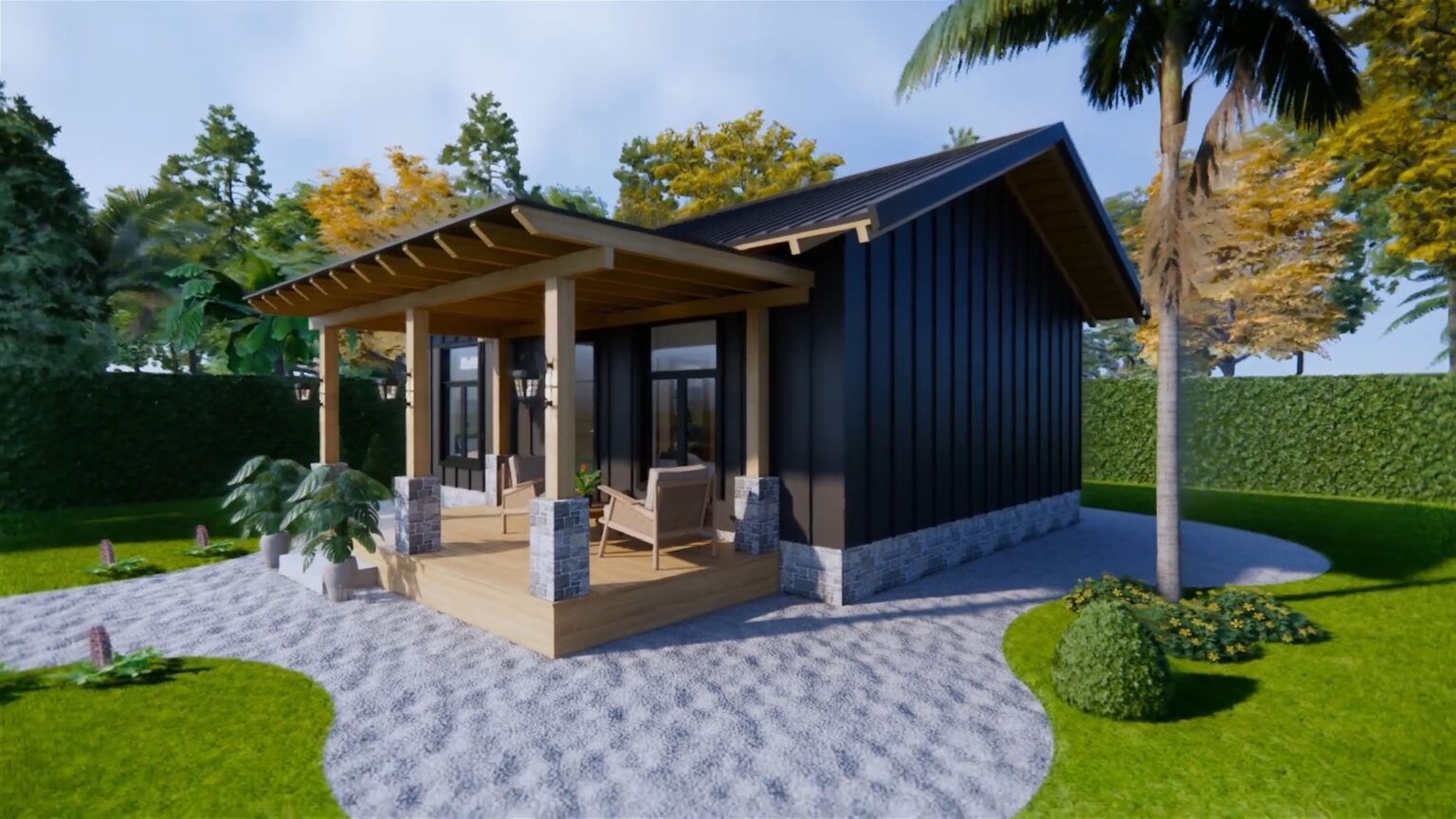 Small House Design 8x6 Meter House Plan 26x20 Feet 2 Bed - House Plans 3D