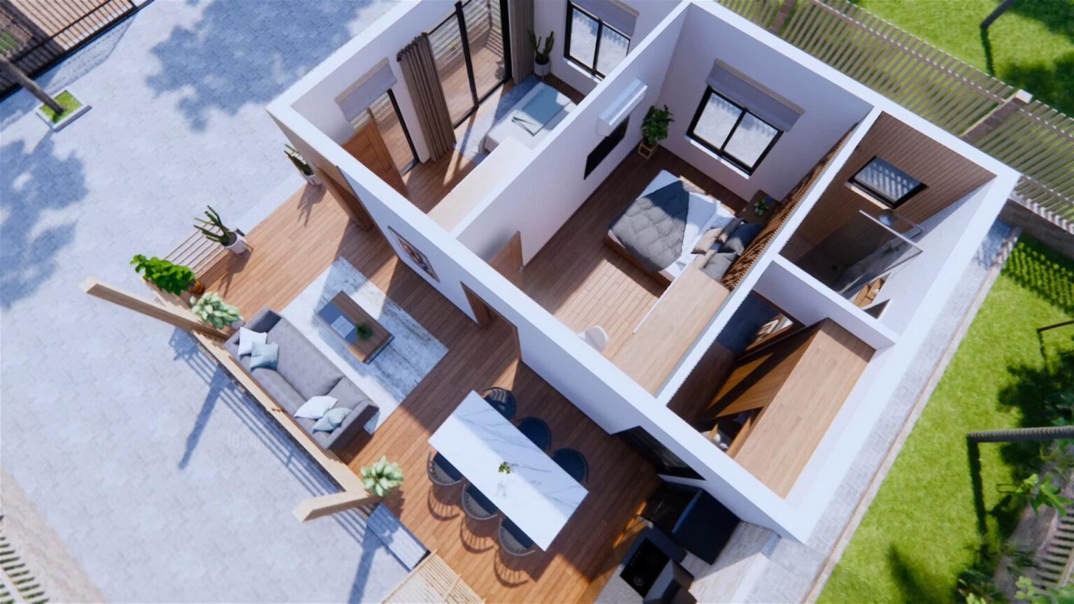 Small House Design 8x7.5 Meter House Plans 26x25 Feet 2 Bed - House ...