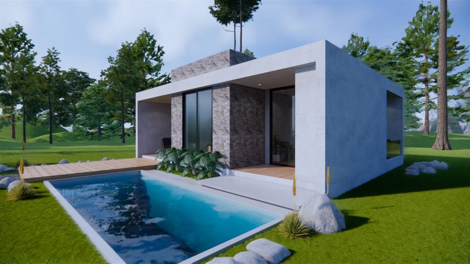 Small House Design 9x7.2 Meter House Plan 30x24 Feet 2 Bed - House Plans 3D