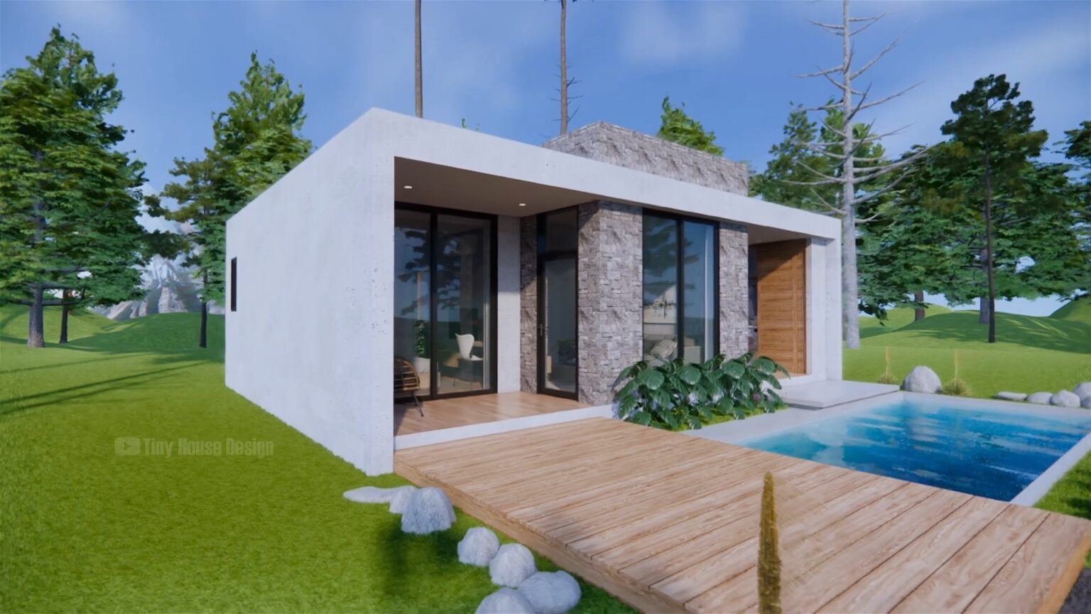 Small House Design 9x7.2 Meter House Plan 30x24 Feet 2 Bed - House Plans 3D