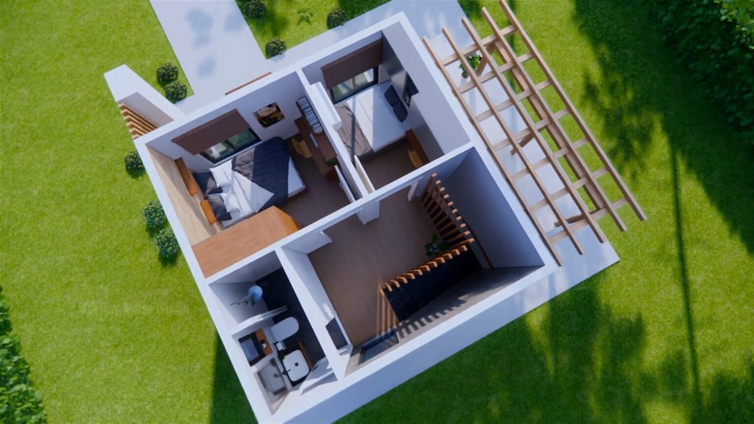 Small House Plan 5x5 Meter House Design 17x17 Feet 3 Bed - House Plans 3D