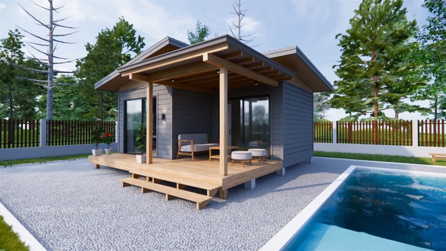 Small House Plan 6x5 Meter House Design 20x17 Feet 1 Bed - House Plans 3D