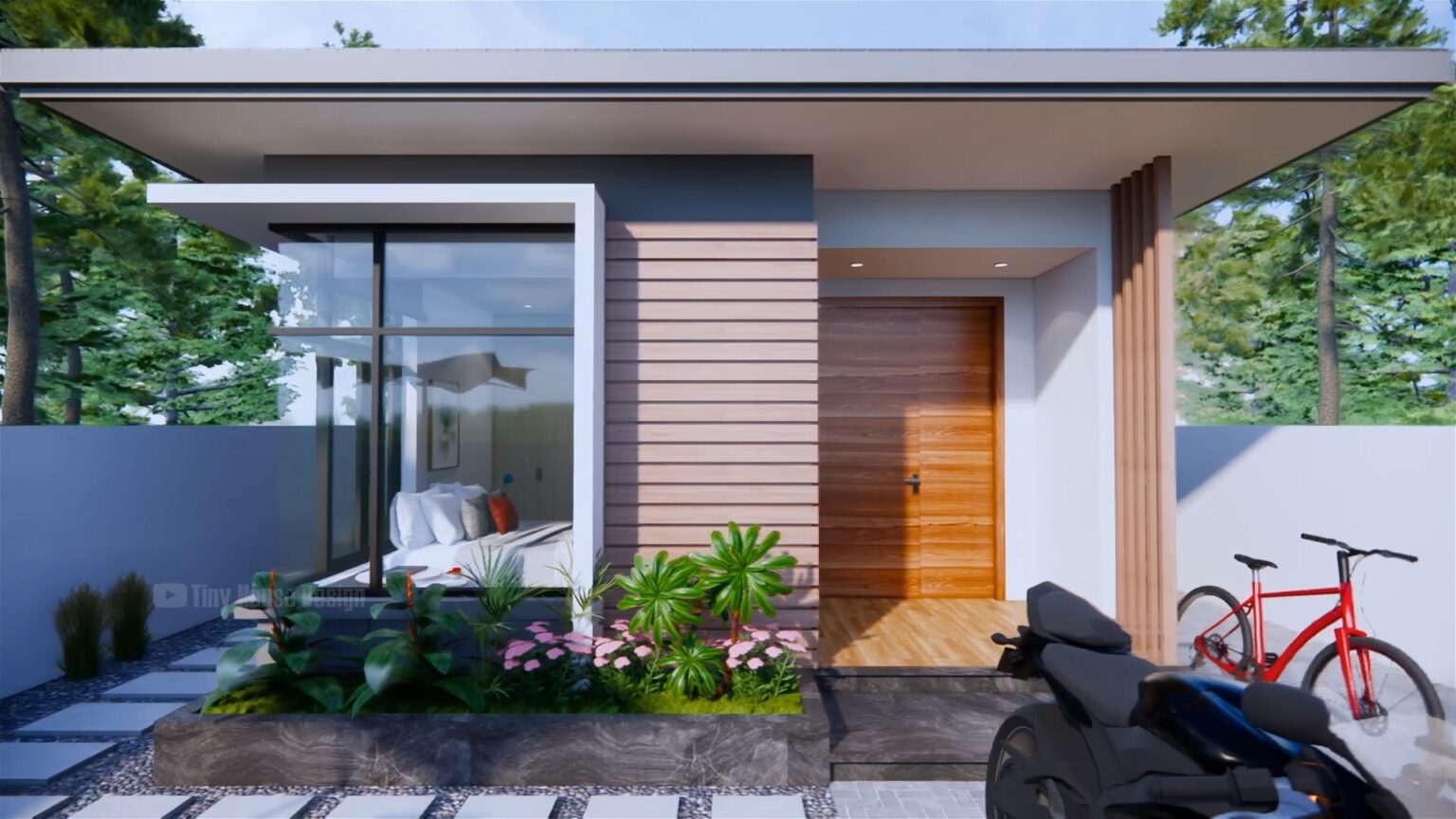 Small House Plans 5x7 Meter House Design 17x23 Feet 1 Bed - House Plans 3D