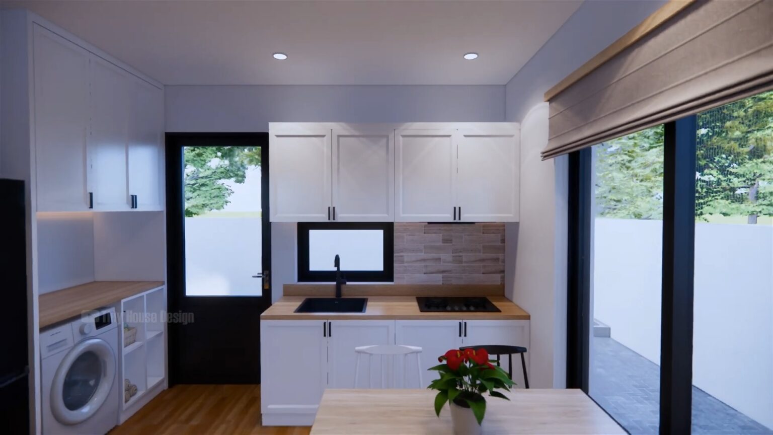 Small House Plans 5x7 Meter House Design 17x23 Feet 1 Bed - House Plans 3D